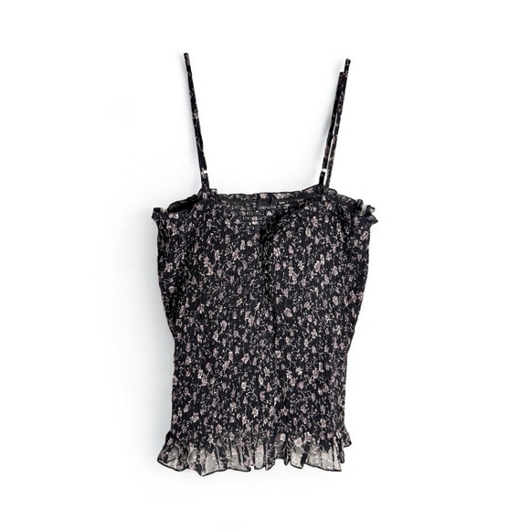 Zenobia | Tops | Nwt Black Floral Print Smocked Sleeveless Adjustable ...